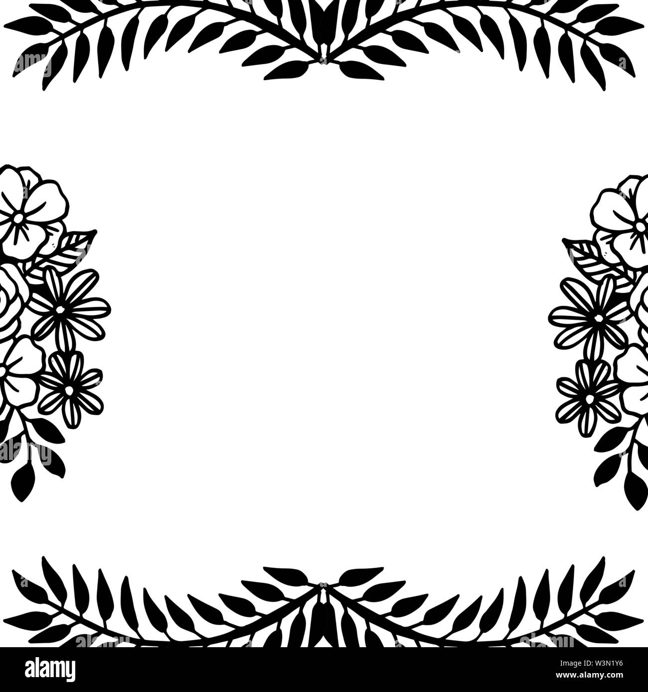 Abstract flower frame in black and white colors. Vector illustration ...
