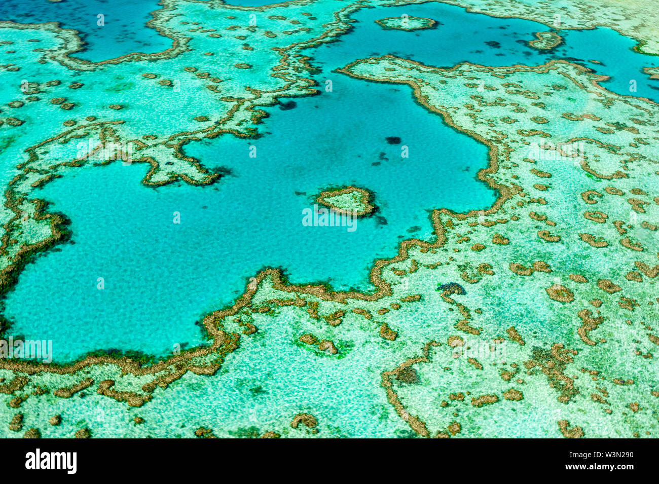 Aerial of Heart Reef, Hardy Lagoon in the Great Barrier Reef of the ...