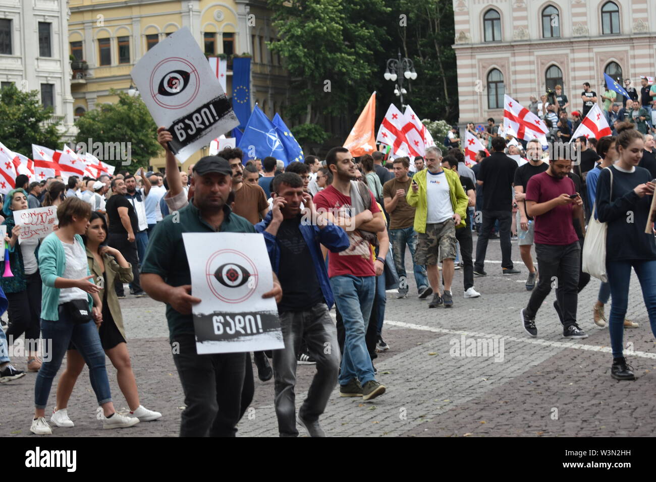 Anti-Russian Demonstrations in Tbilisi, Georgia Stock Photo - Alamy