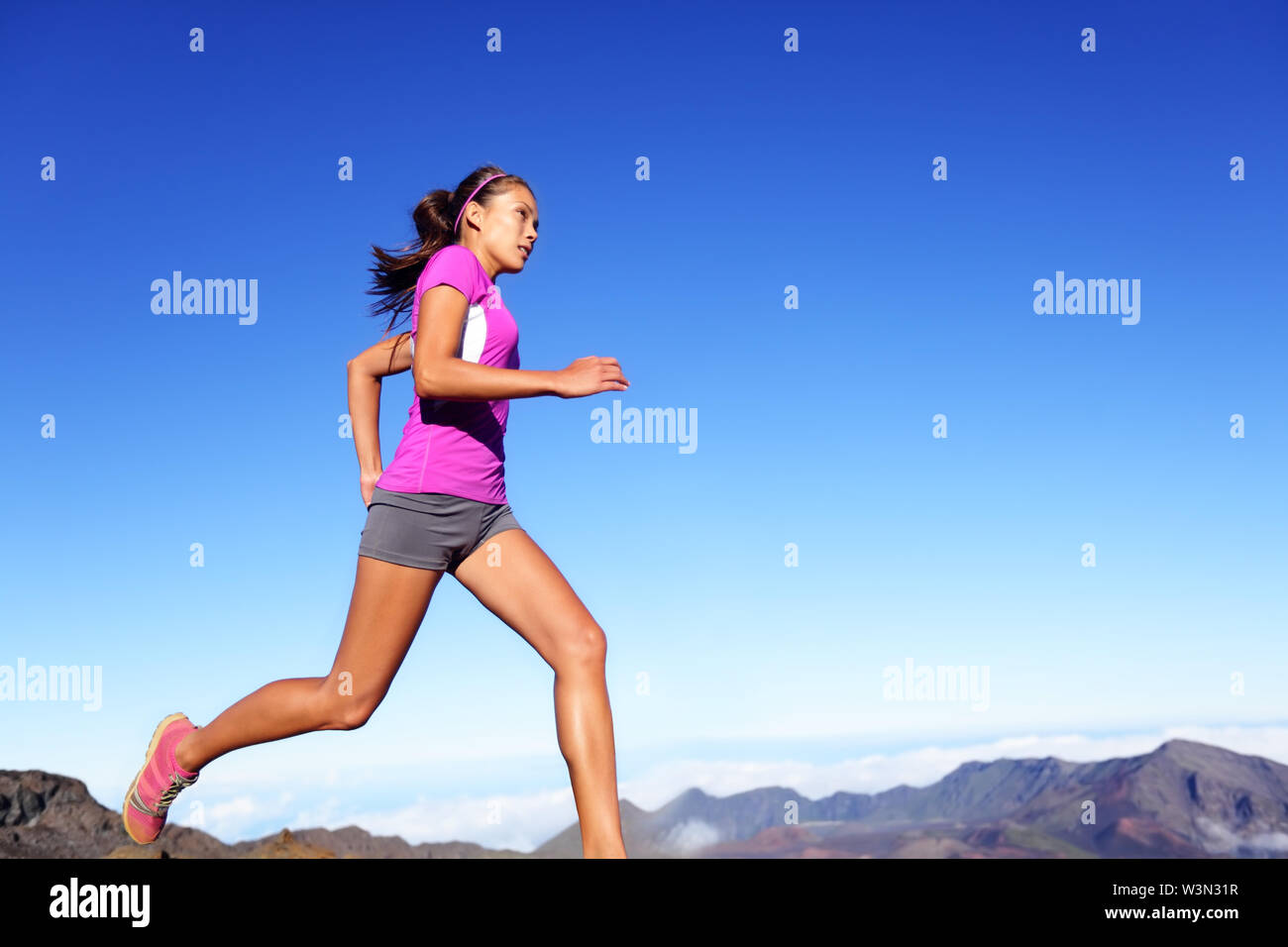 Running sports fitness runner woman jogging. Female athlete training ...