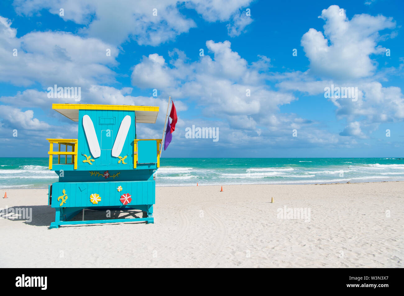 Miami beach colorful lifeguard towers. Quirky iconic structures ...