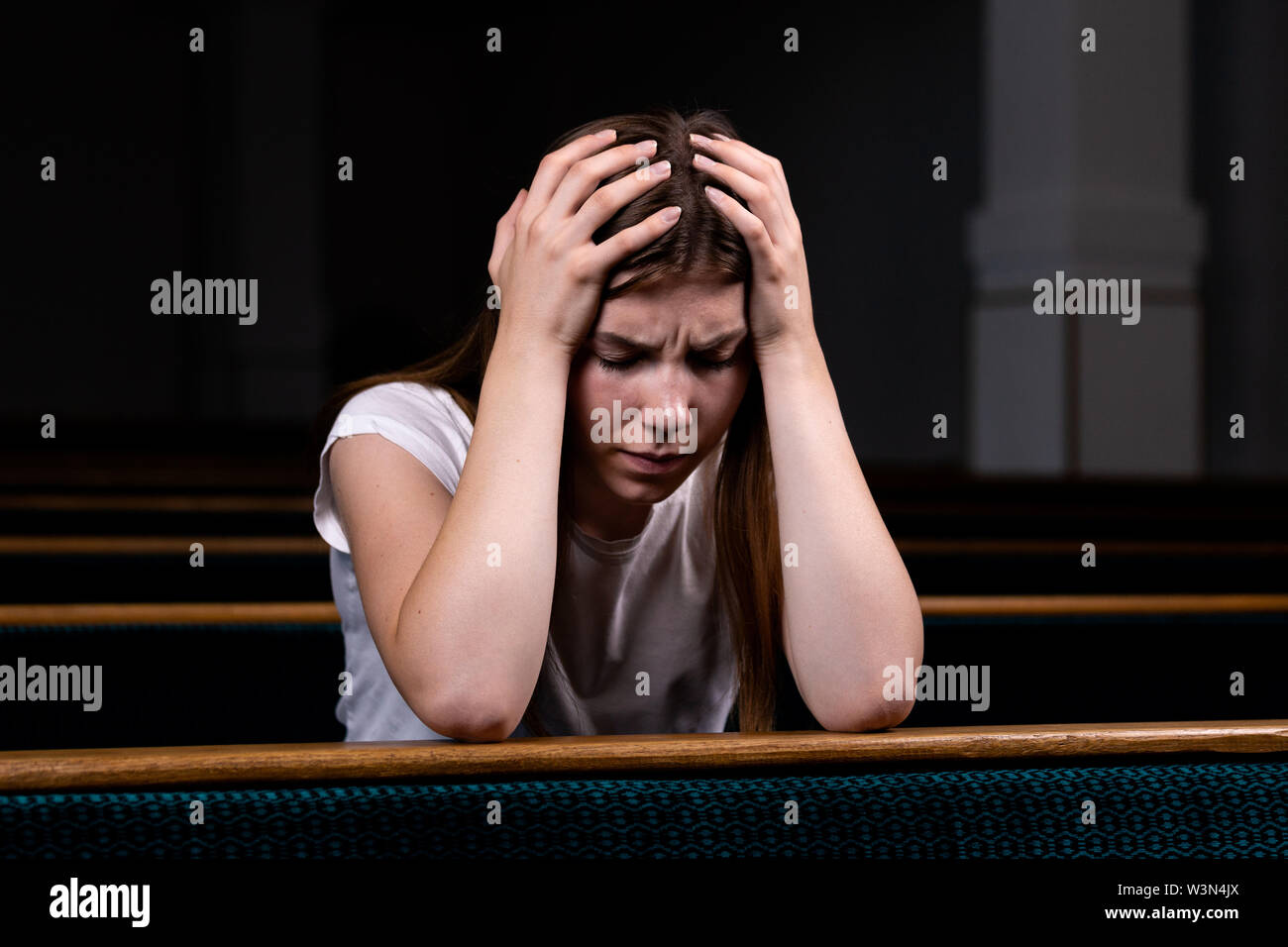 One woman hands prayer heart hi-res stock photography and images - Alamy