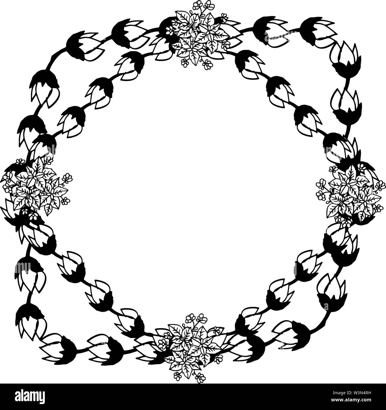 Floral style frame, flower decorative border. Vector illustration Stock ...