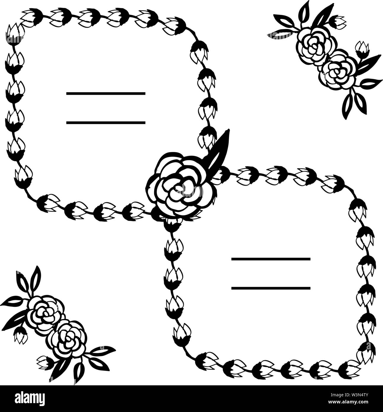 Floral style frame, flower decorative border. Vector illustration Stock ...