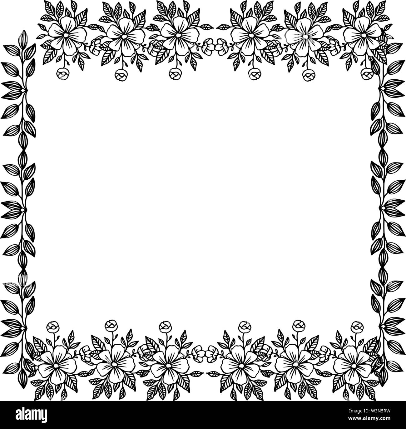 Decorative frame with floral, white background. Vector illustration ...