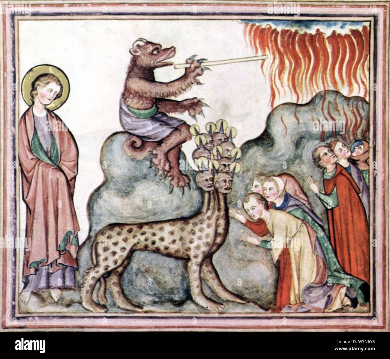 Cloisters Apocalypse - Beast maketh fire Stock Photo - Alamy