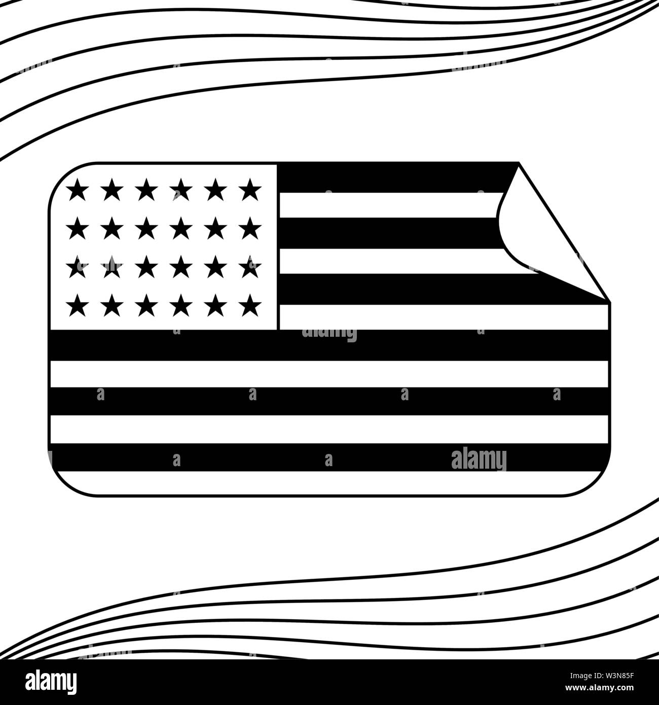 united state of american flag in rectangle shape vector illustration ...