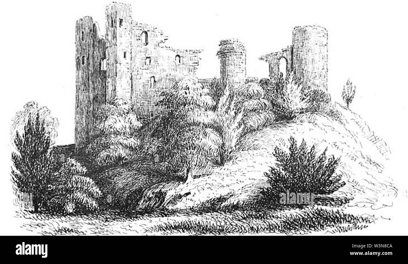 Clun Castle - Victorian sketch Stock Photo - Alamy