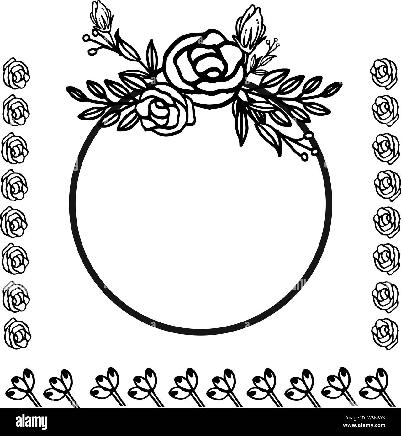 Decorative design for pattern rose flower frame. Vector illustration ...