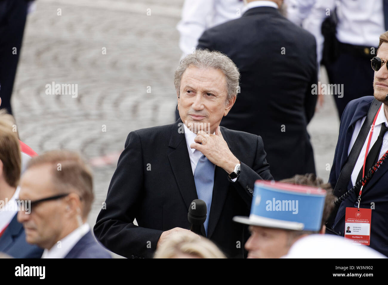 Paris, France. 14th July, 2019. French TV presenter Michel Drucker ...