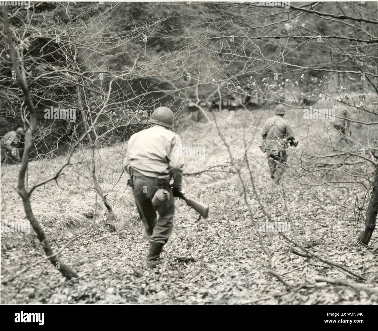 Co F 3d Batt 18th IR patrol Belgian woods Stock Photo - Alamy