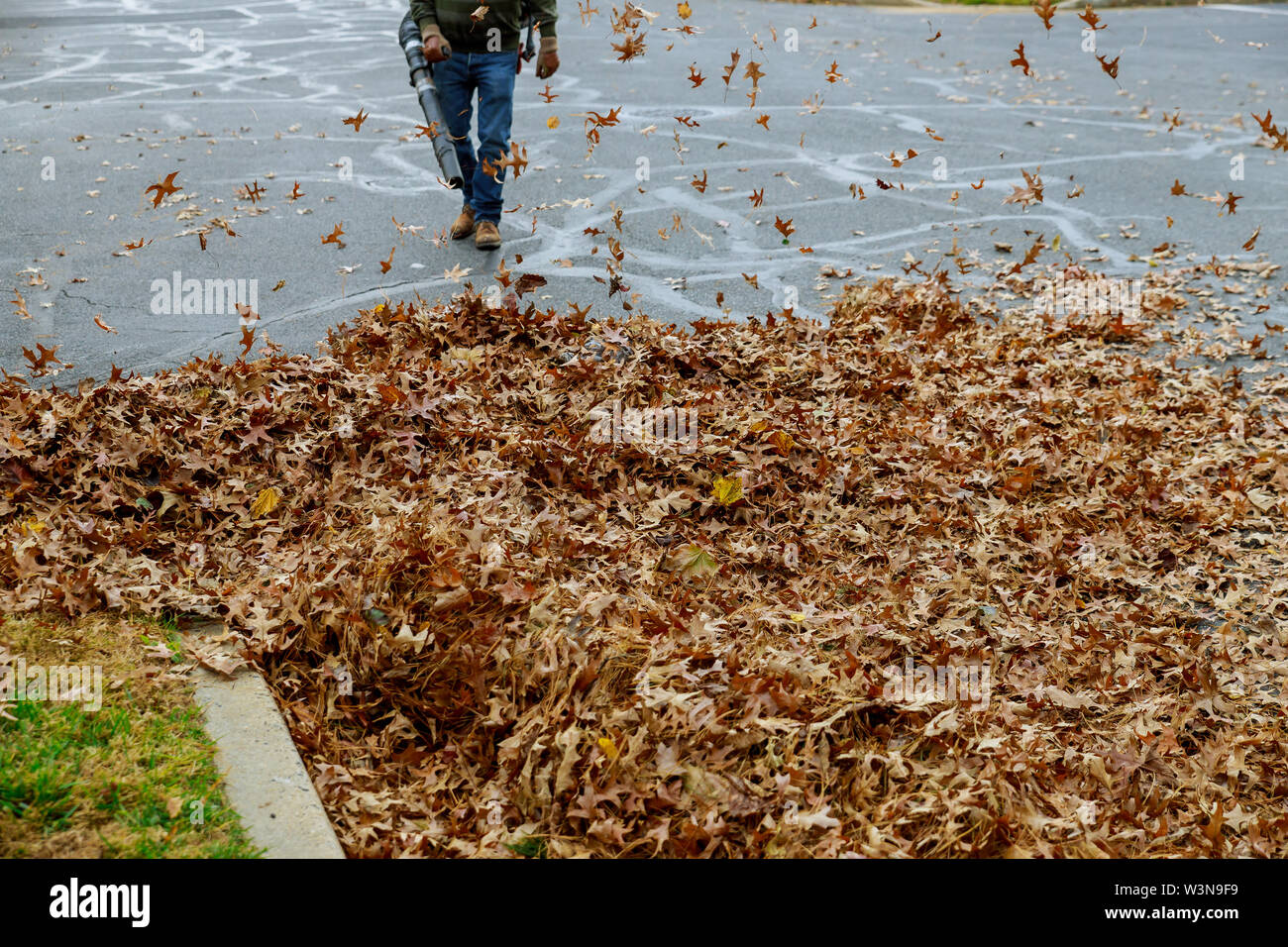 Man with leaf blower hi-res stock photography and images - Alamy