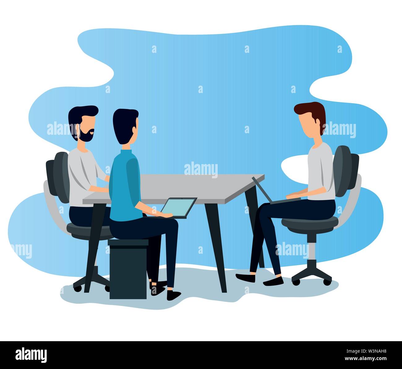 professional businessmen teamwork with desk and sitting in the chair ...