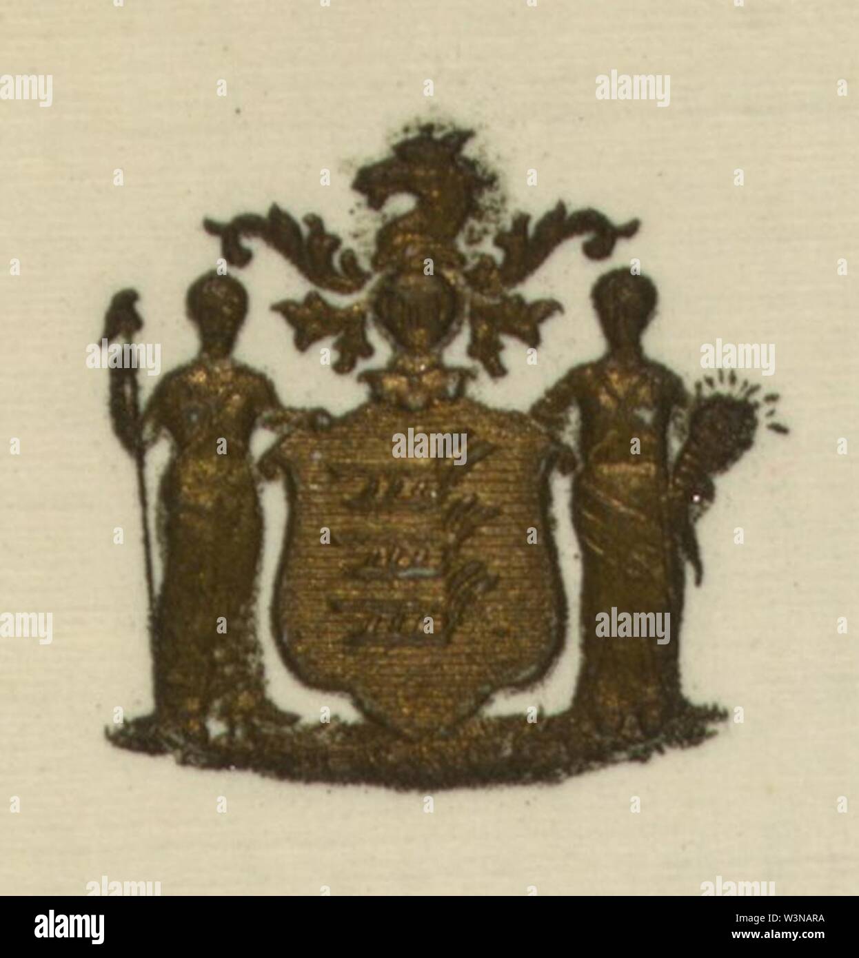Coat of arms of the State of New Jersey art in 1911 detail Letter from ...