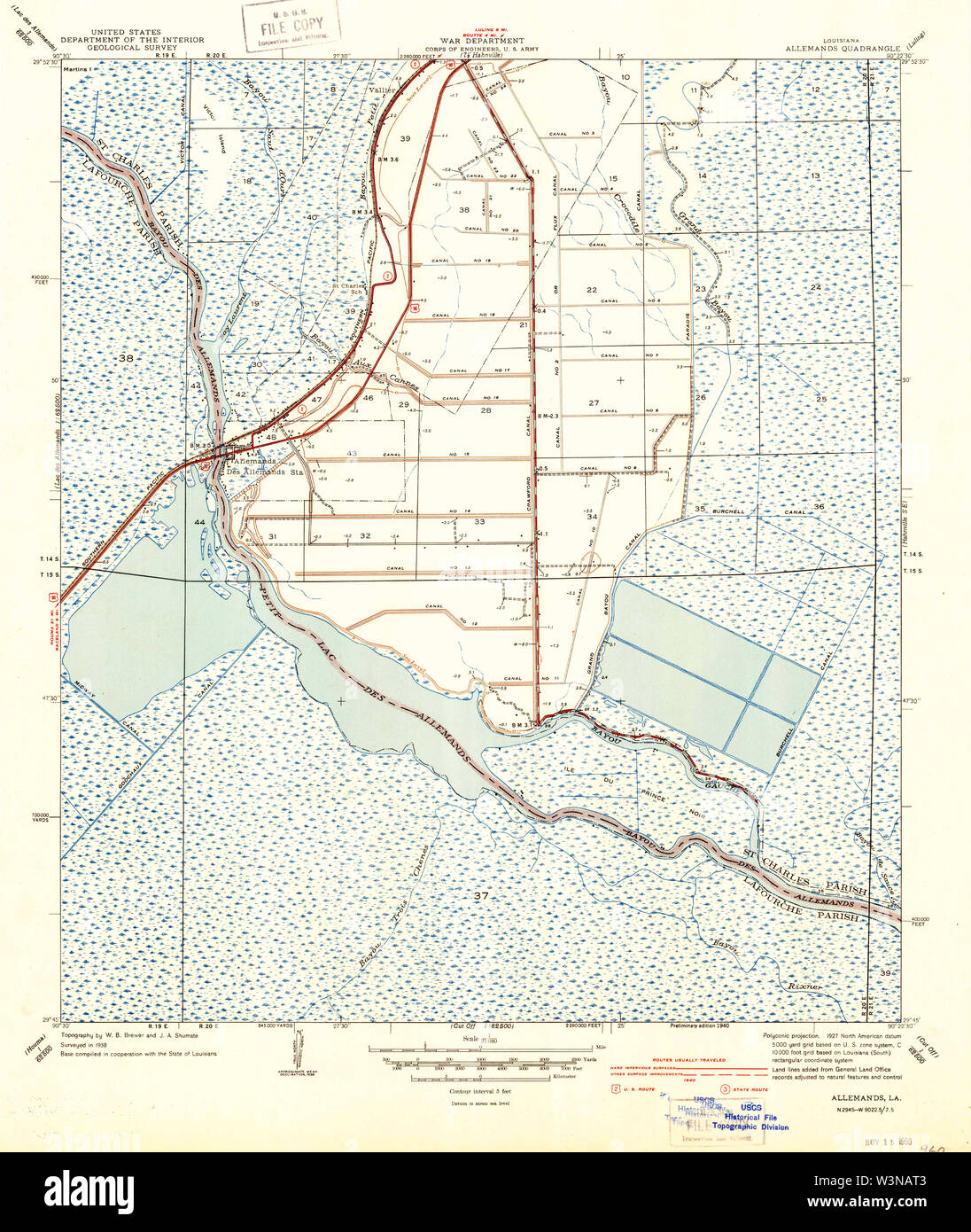 USGS TOPO Map Louisiana LA Allemands 333612 1940 31680 Restoration ...