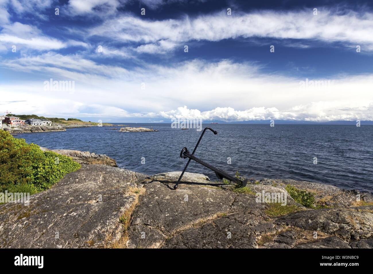 Ship Anchor, Sweeping Landscape View and Dramatic Sky over Strait of ...