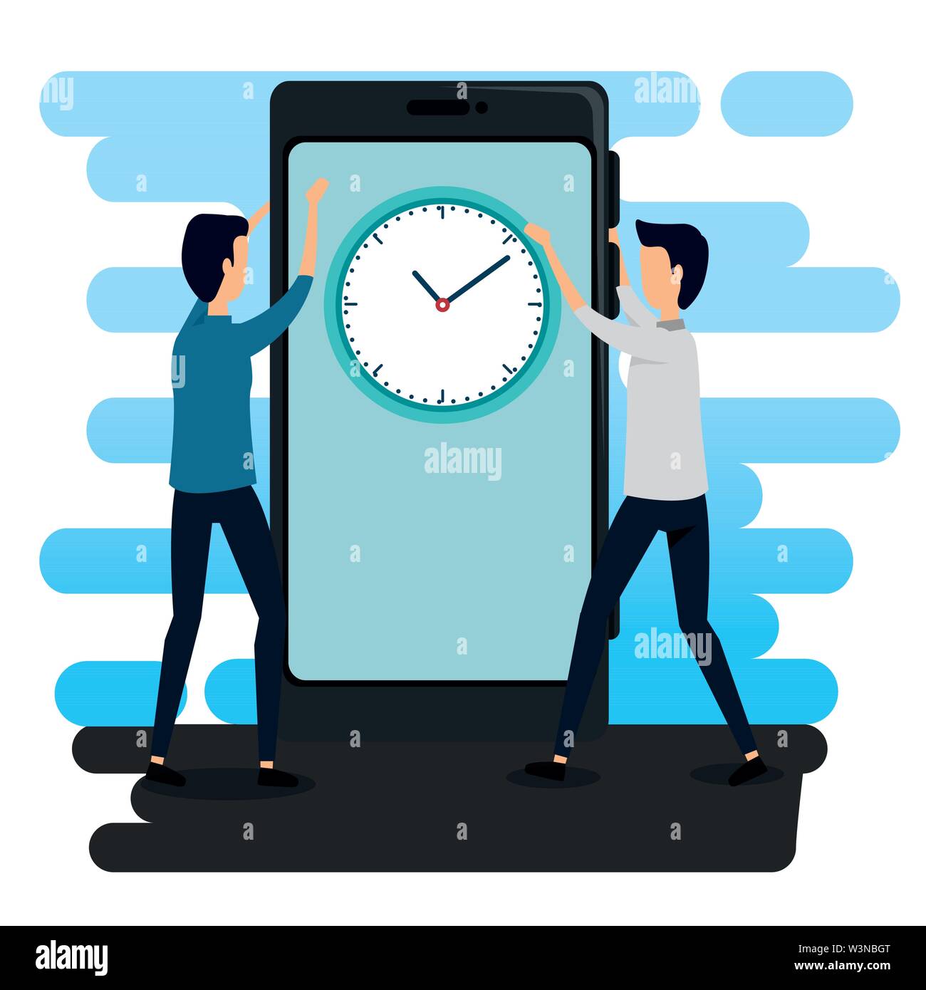 businessmen teamwork with smartphone technology and clock Stock Vector ...