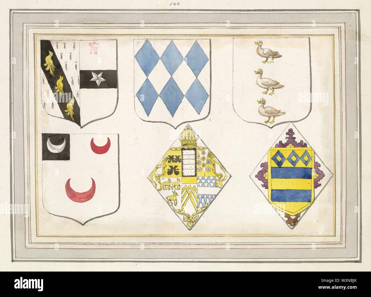 Coats of Arms at Cralle Place by Samuel Hieronymus Grimm 1773 Stock ...