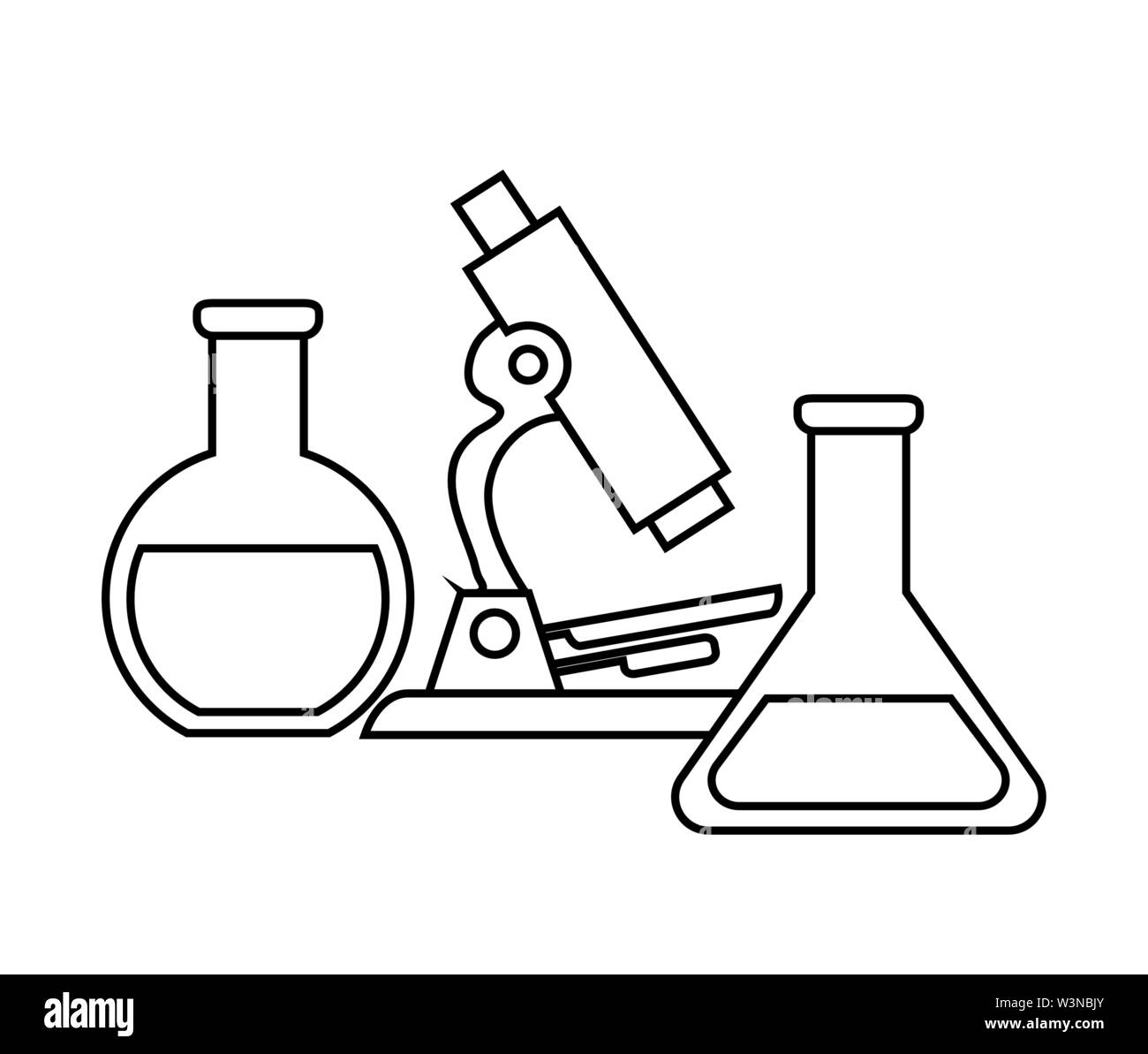 microscope laboratory with set of tubes tests vector illustration ...