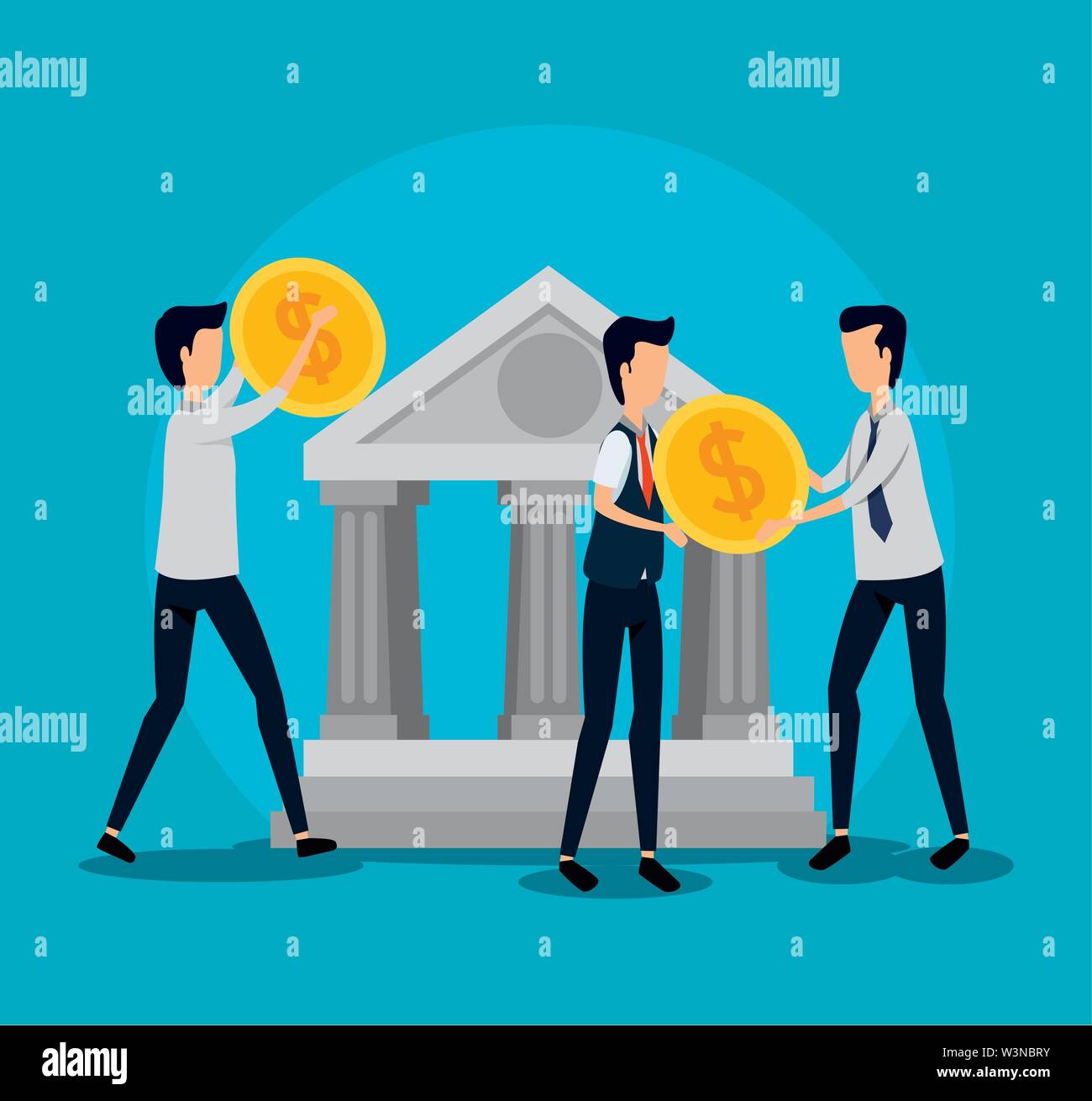 professional businessmen teamwork with coins and bank Stock Vector ...