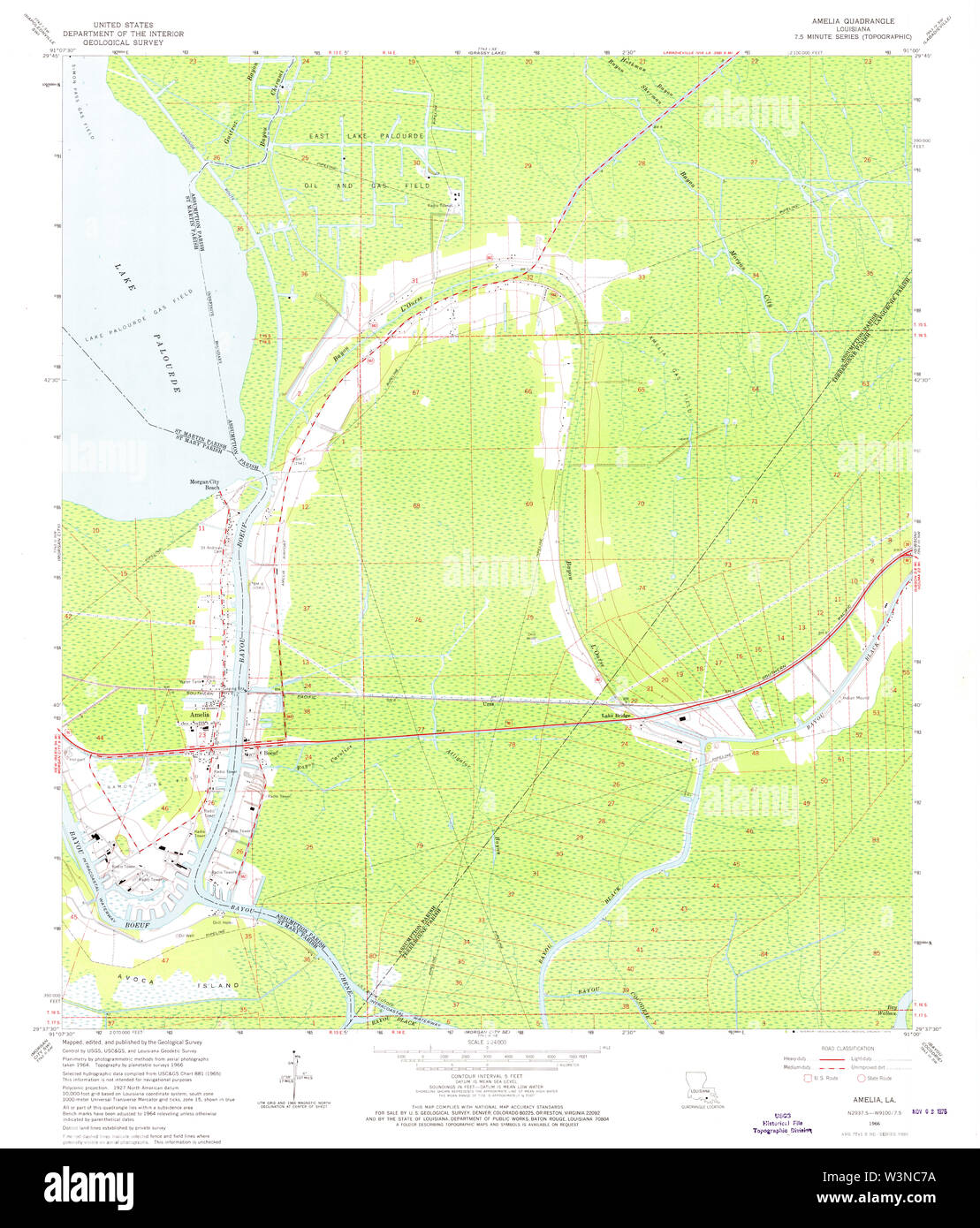 USGS TOPO Map Louisiana LA Amelia 331270 1966 24000 Restoration Stock ...