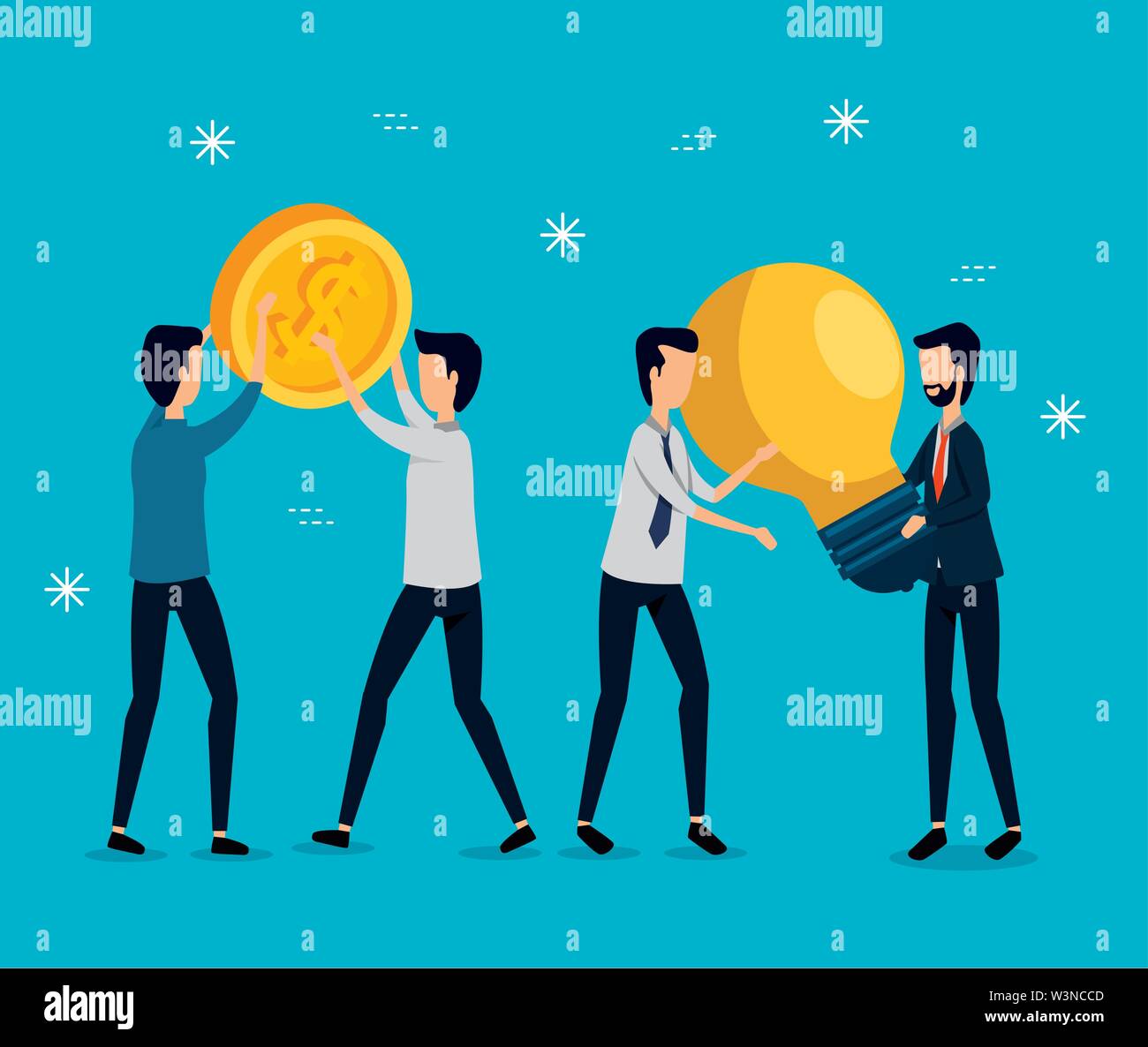 professional businessmen teamwork with coin and bulb idea Stock Vector ...