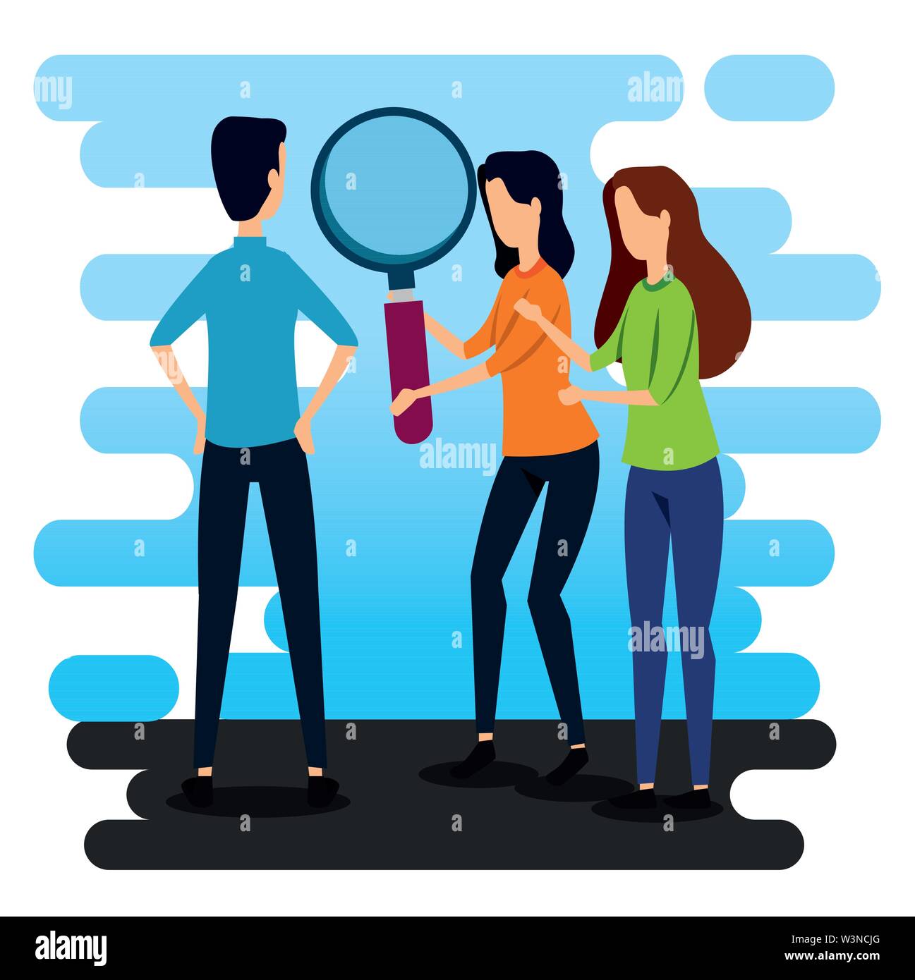 businesswomen and businessman teamwork with magnifying glass Stock ...