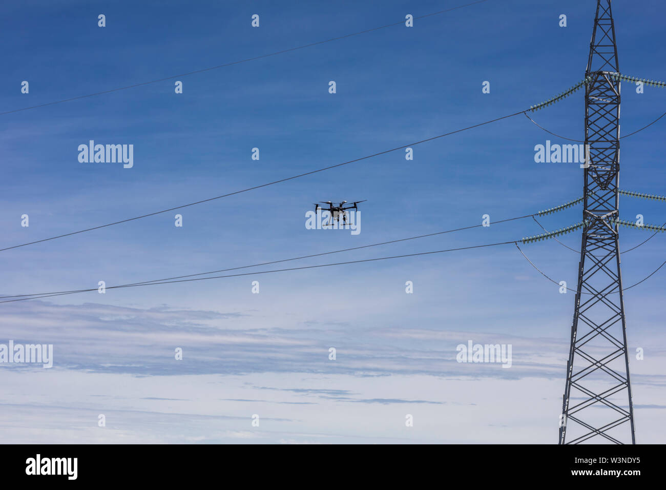 Drone flying and working for ortophoto and thermal analysis of Power ...