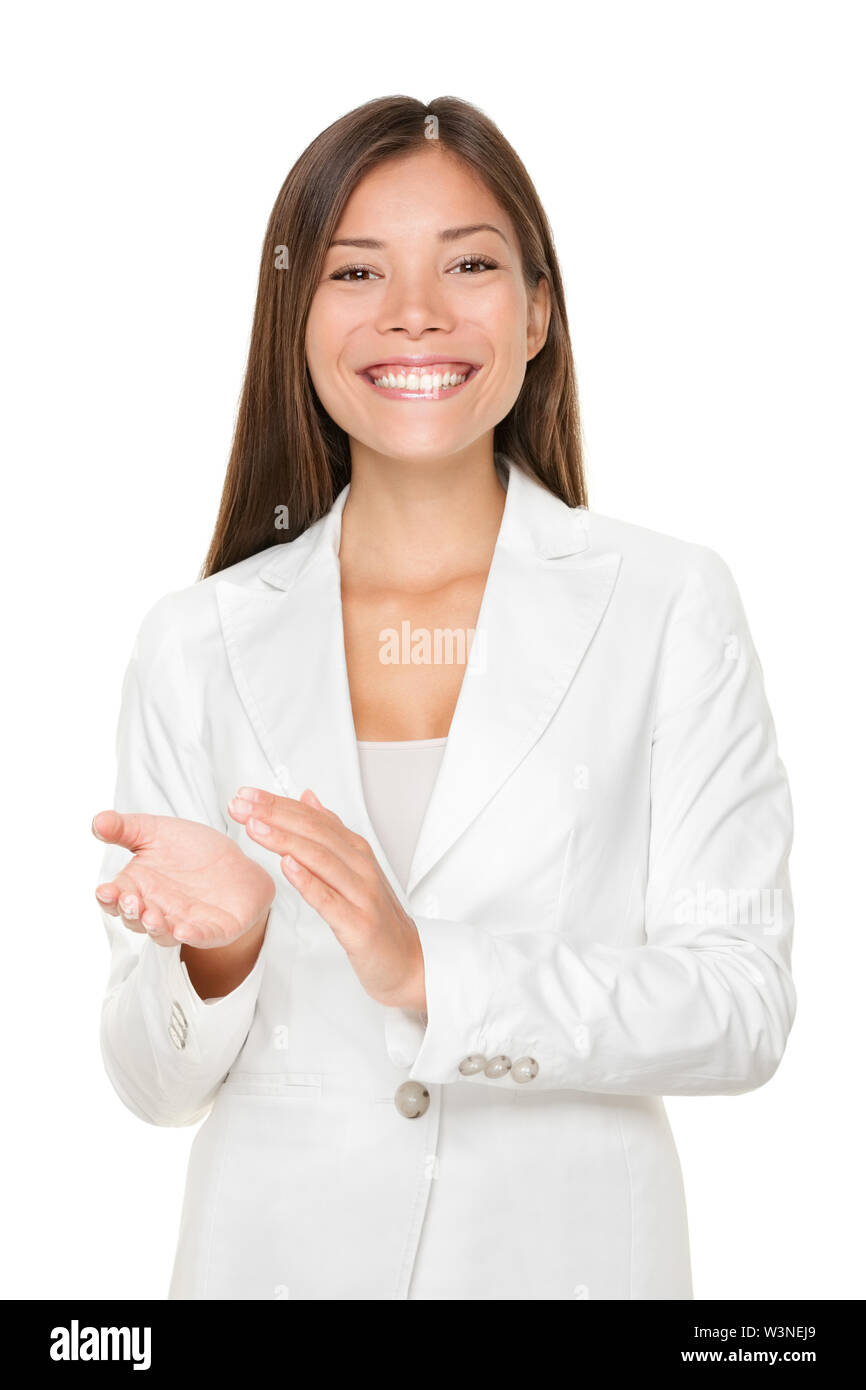 Attractive young woman clapping hands hi-res stock photography and ...