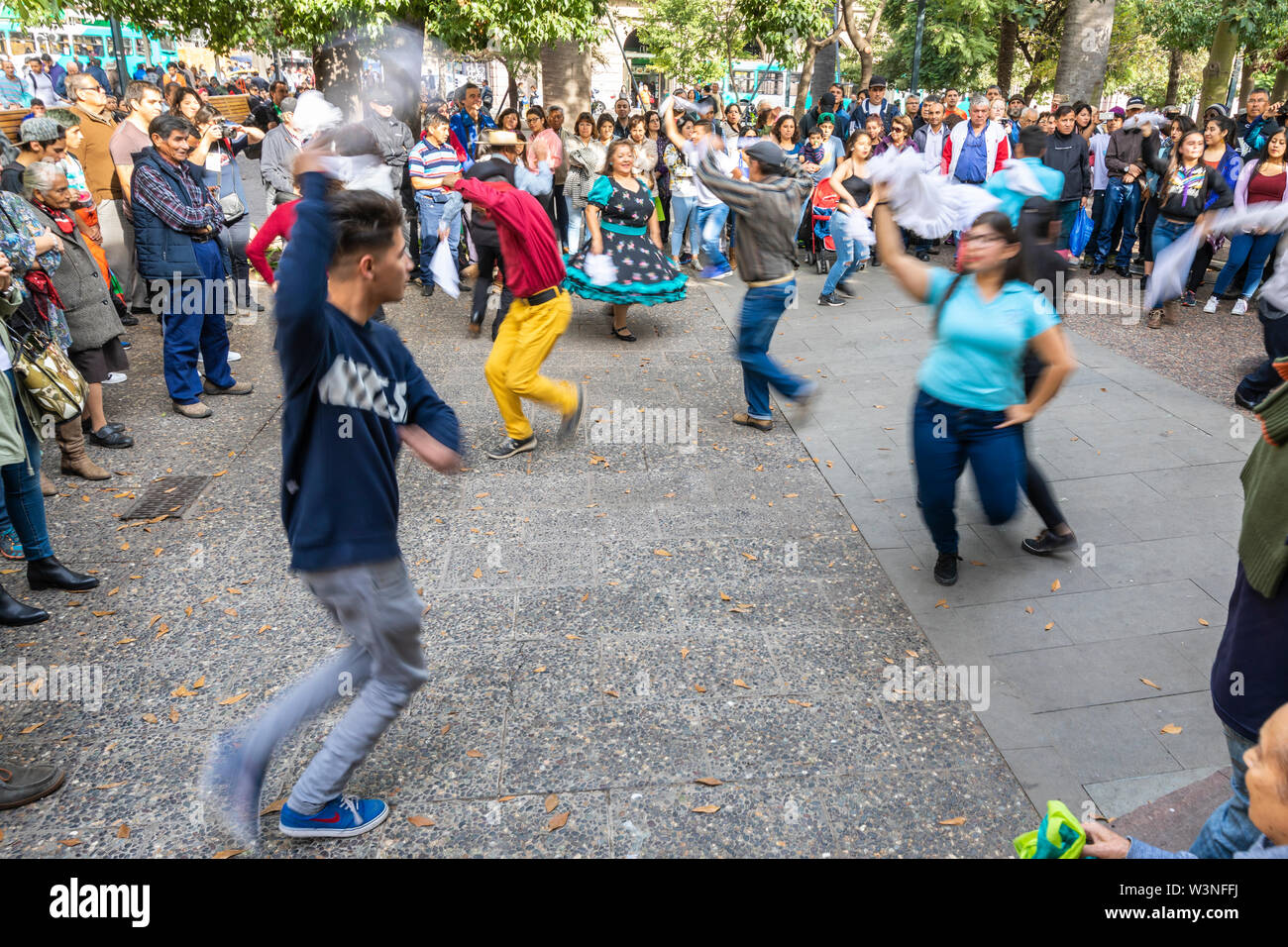 The typical "Cueca" dancers at Santiago de Chile, is the traditional ...