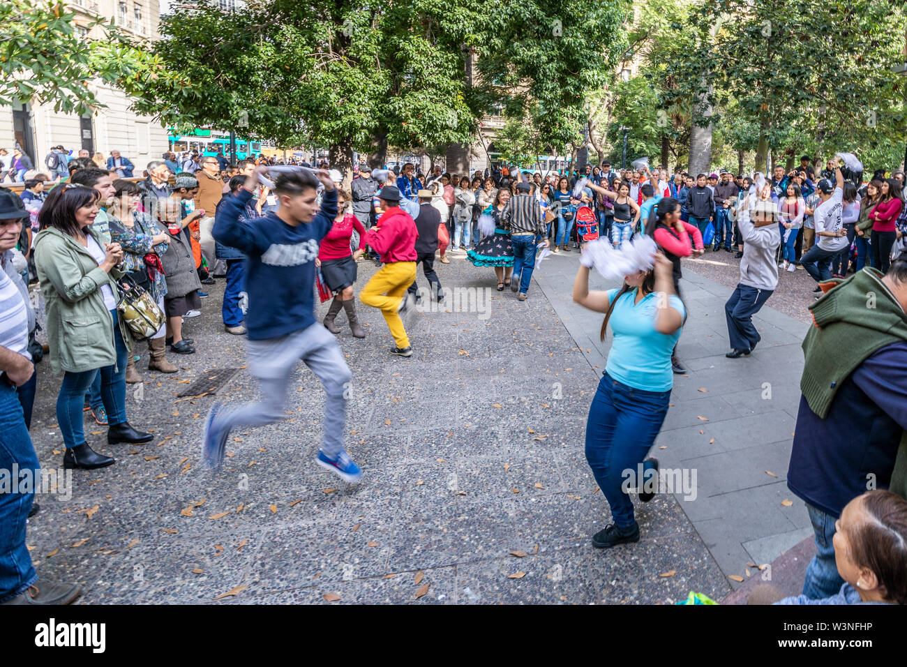 The typical "Cueca" dancers at Santiago de Chile, is the traditional ...