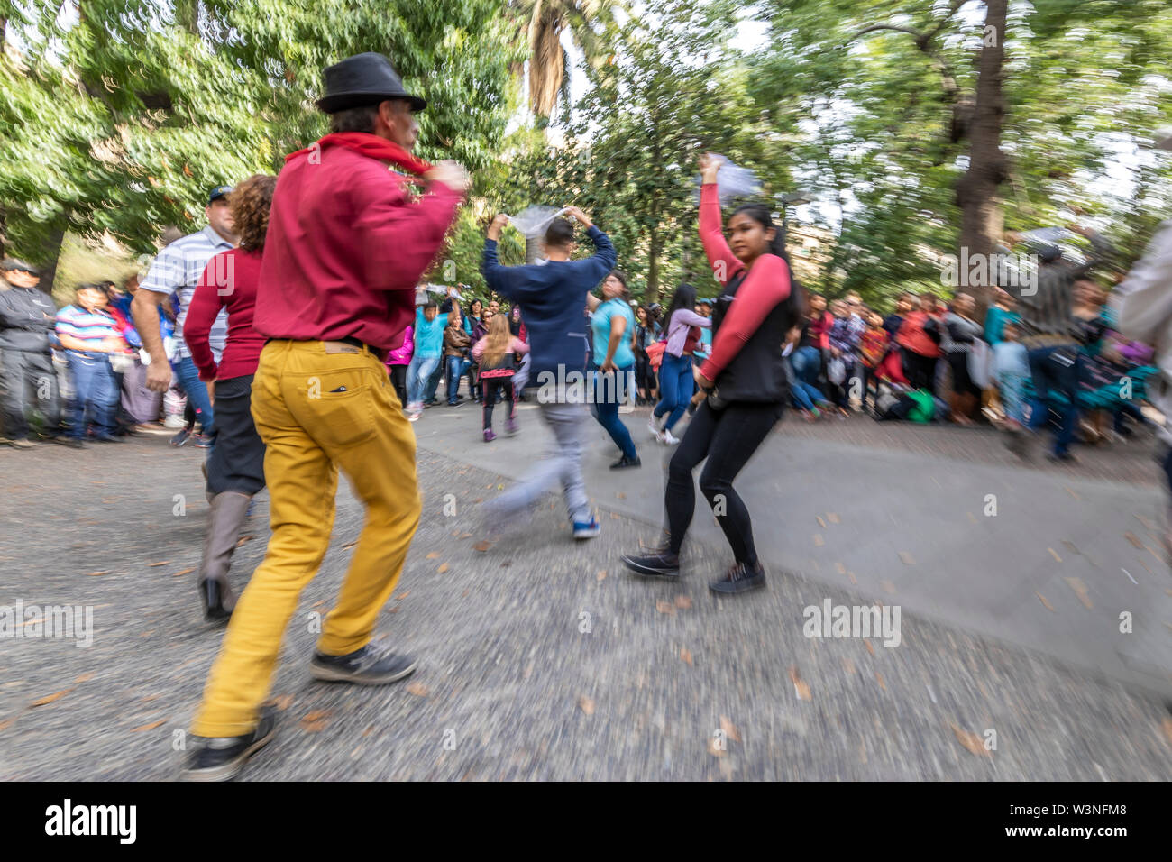 The typical "Cueca" dancers at Santiago de Chile, is the traditional ...