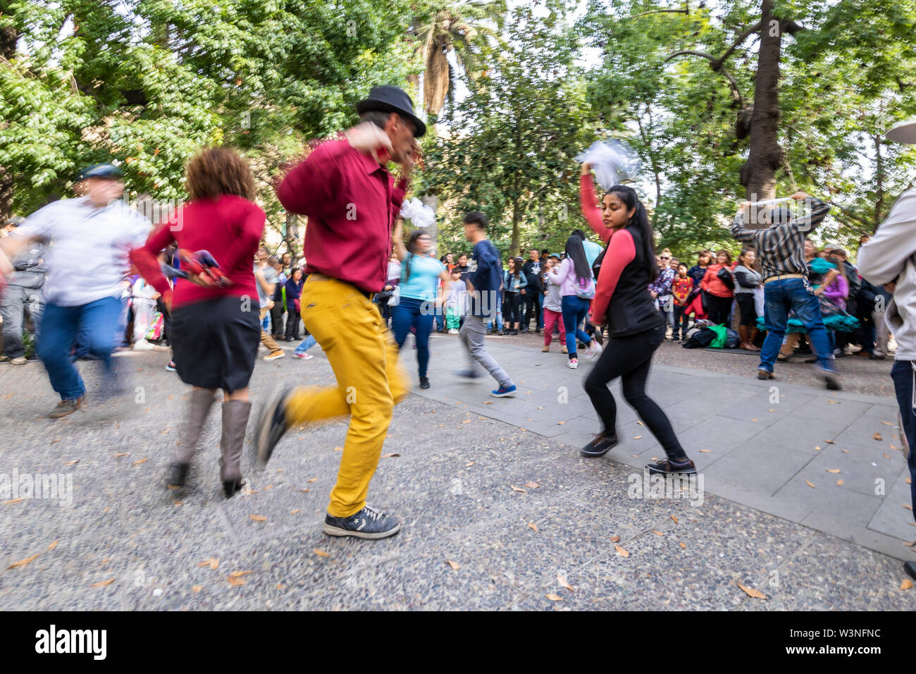 The typical "Cueca" dancers at Santiago de Chile, is the traditional ...