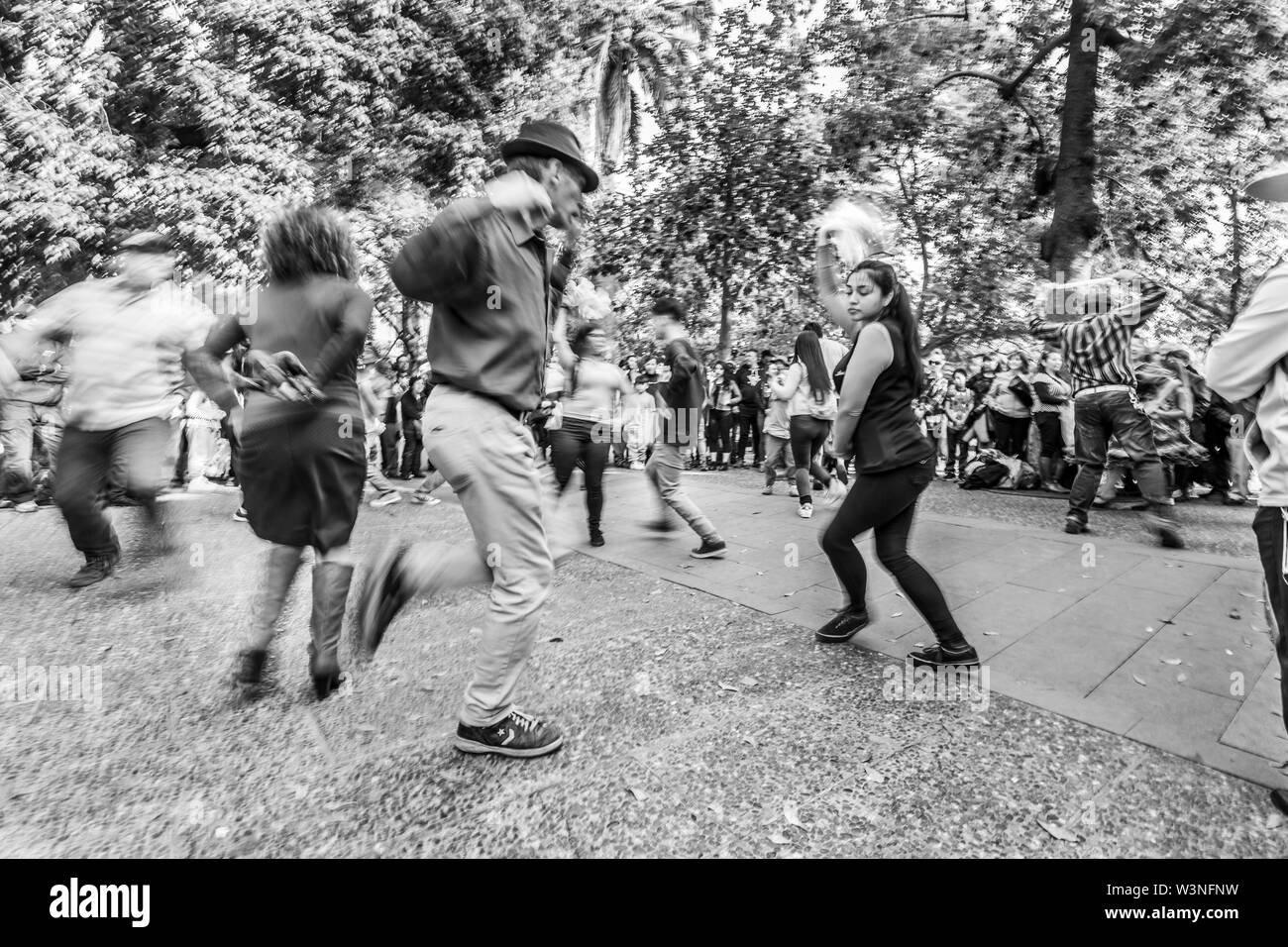 The typical "Cueca" dancers at Santiago de Chile, is the traditional ...
