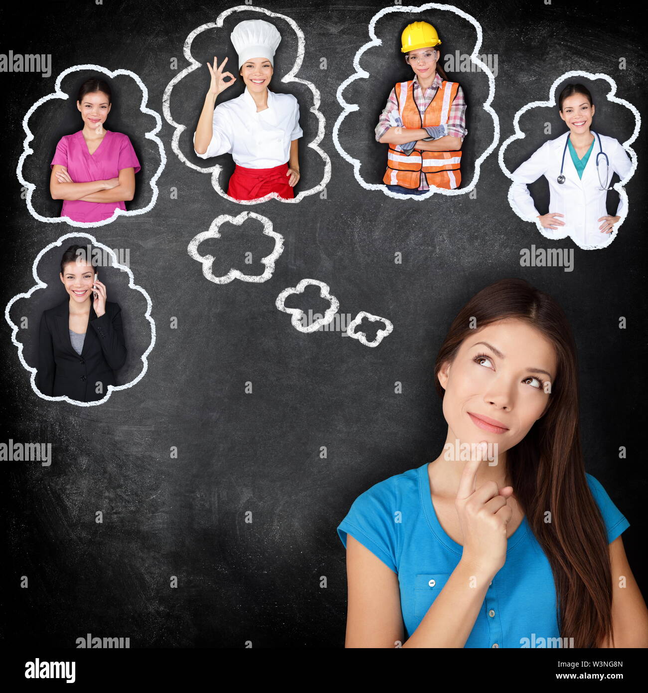 Career education choice options - student thinking of future education ...