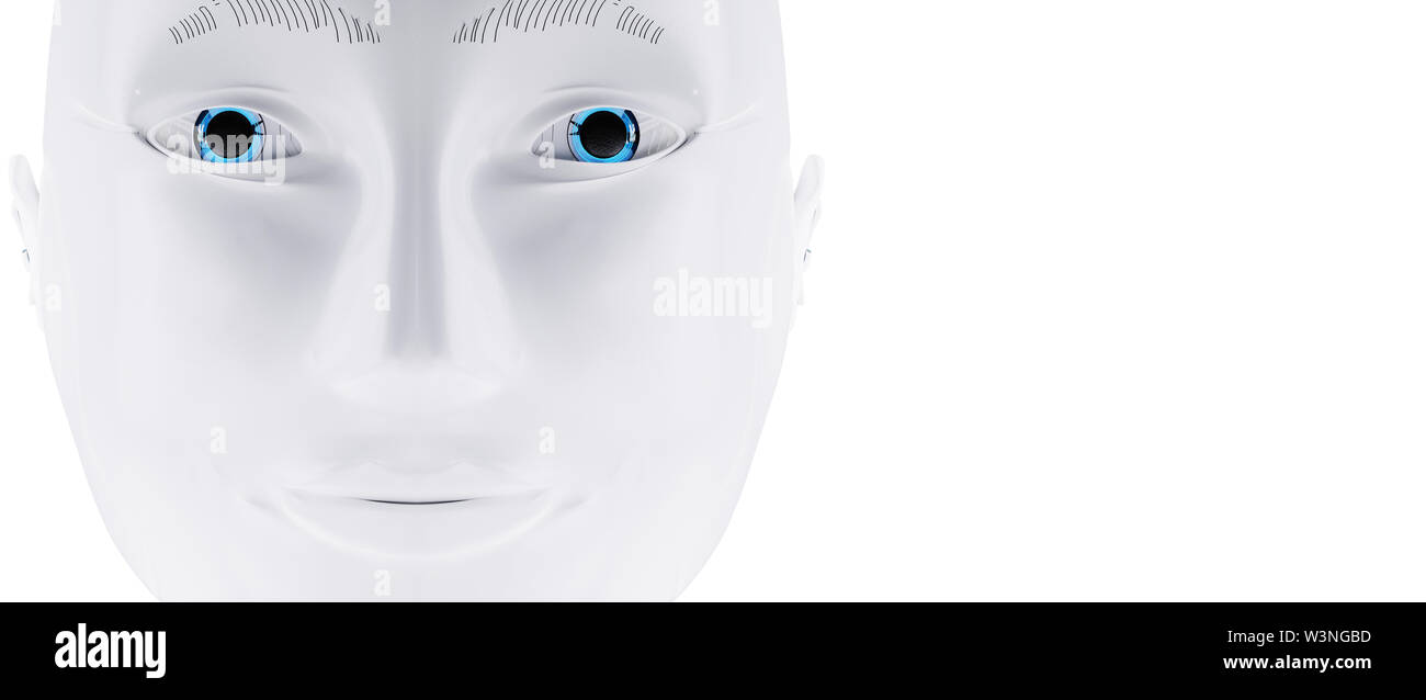 robot white head face A.I. 3d-illustration Stock Photo - Alamy