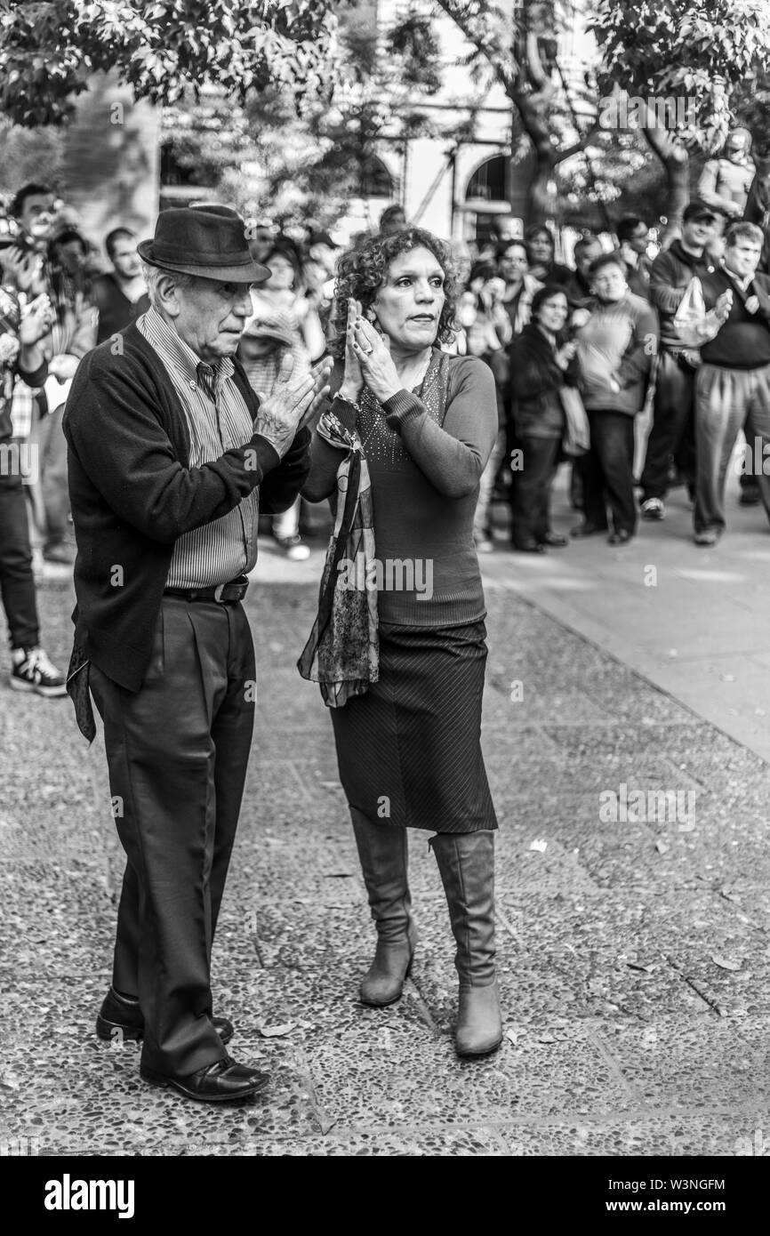 The typical "Cueca" dancers at Santiago de Chile, is the traditional ...