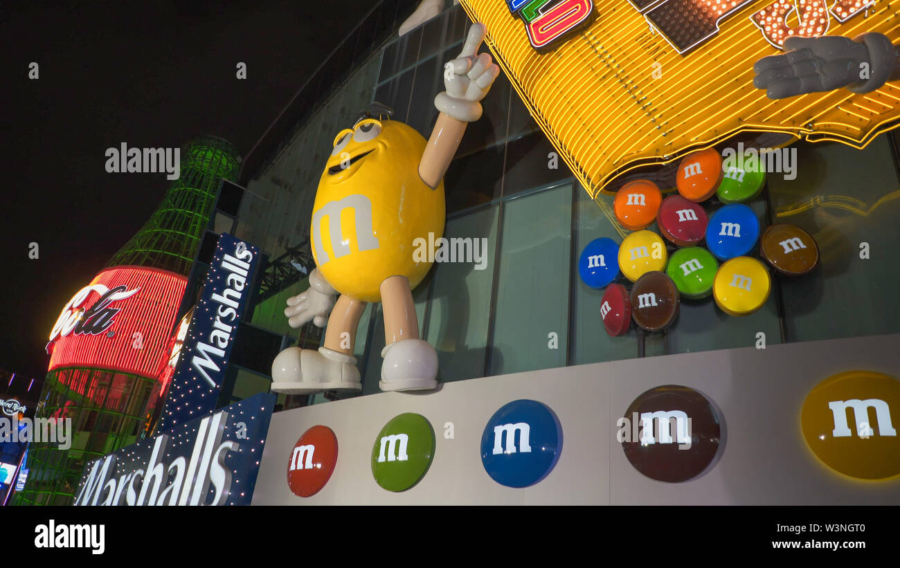 LAS VEGAS, USA -March, 30, 2017: night time exterior of the m and m ...
