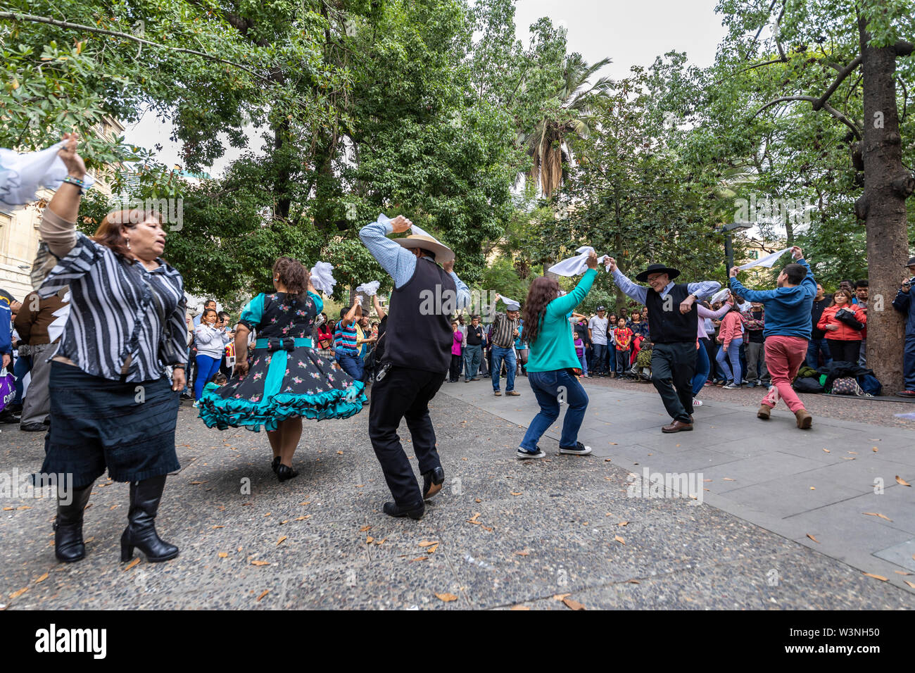 The typical "Cueca" dancers at Santiago de Chile, is the traditional ...