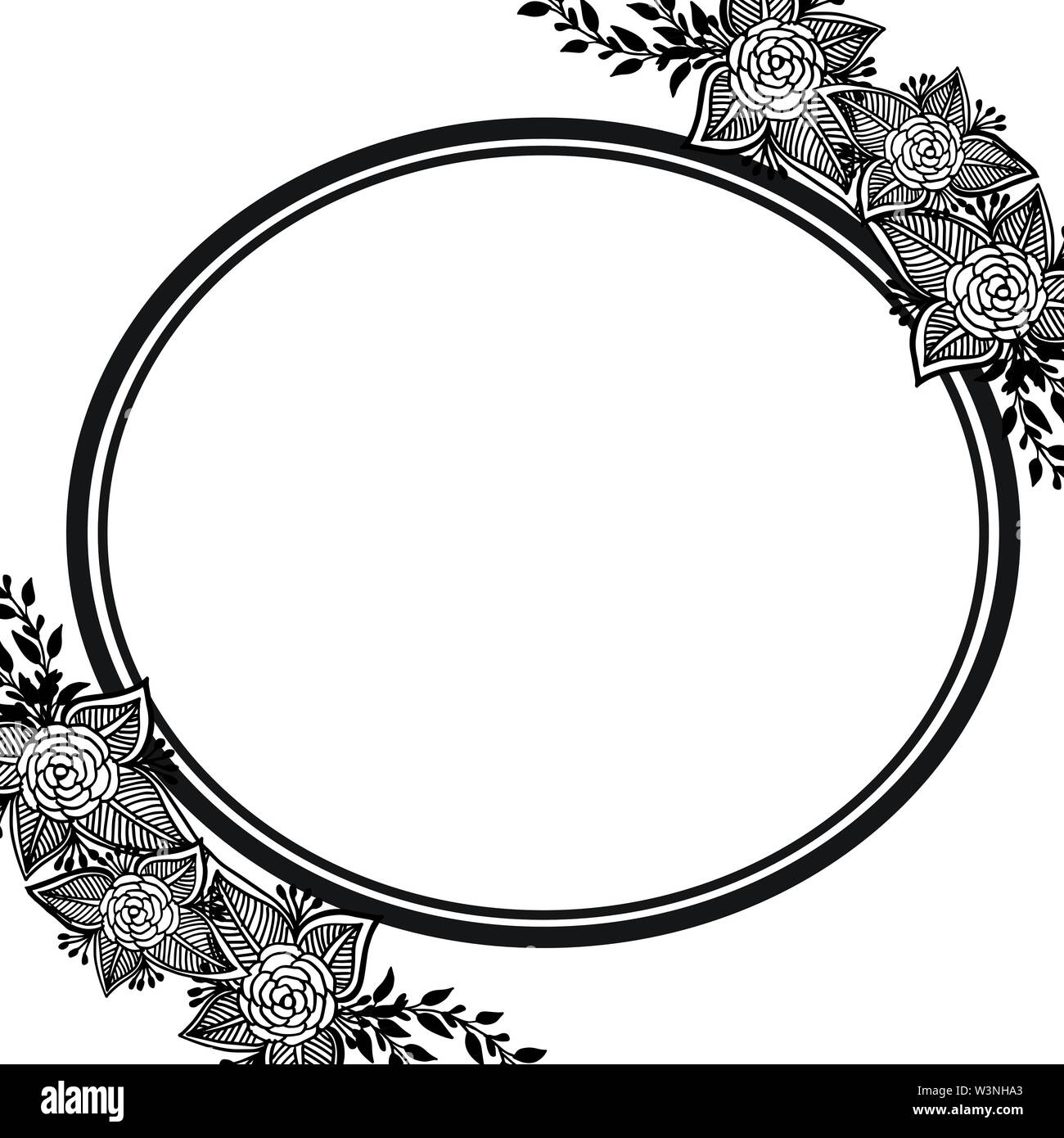 Decoration floral frame, drawing unique of flower and leaf, for various ...