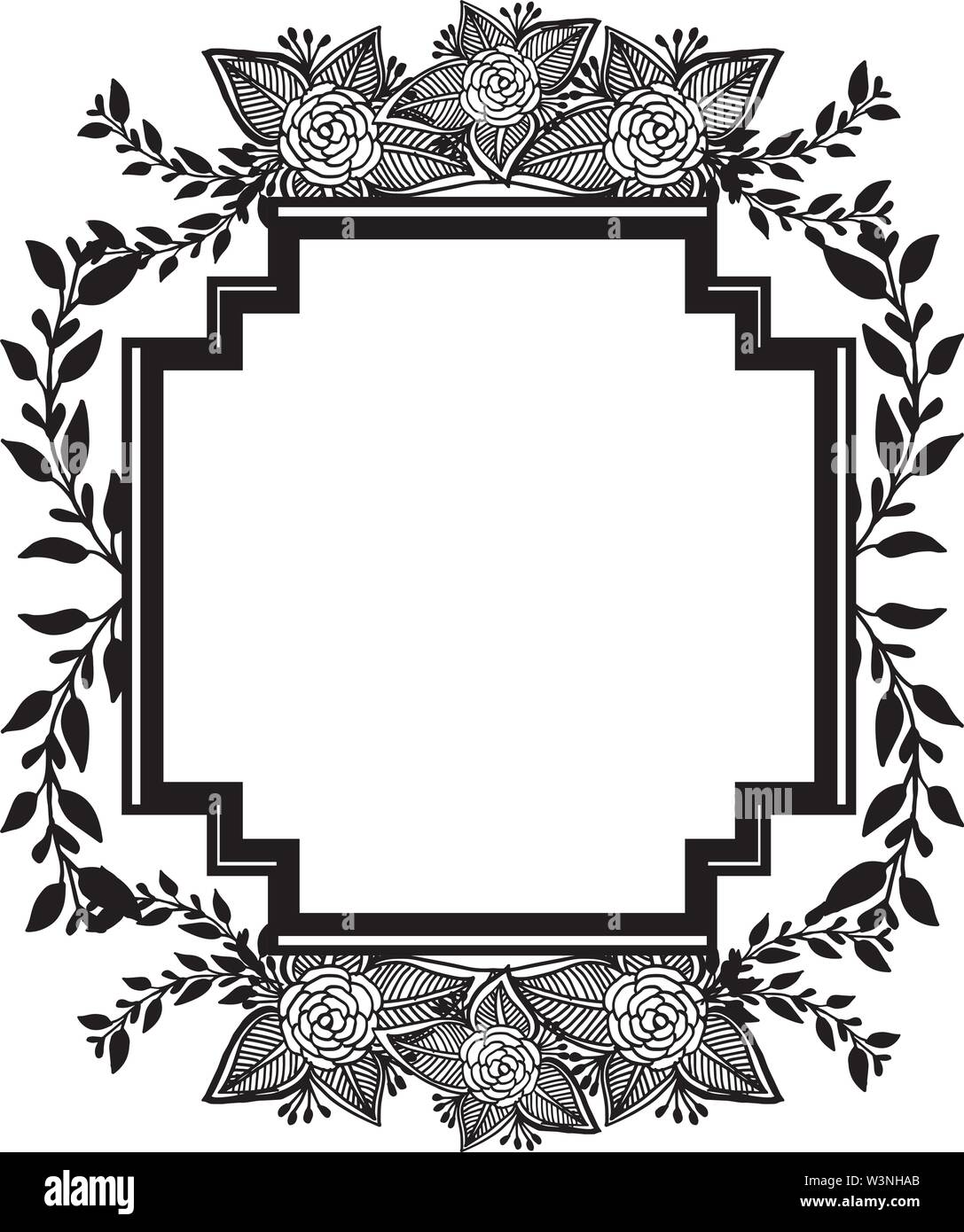 Decoration floral frame, drawing unique of flower and leaf, for various ...