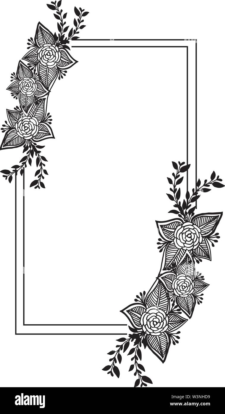 Decoration floral frame, drawing unique of flower and leaf, for various ...