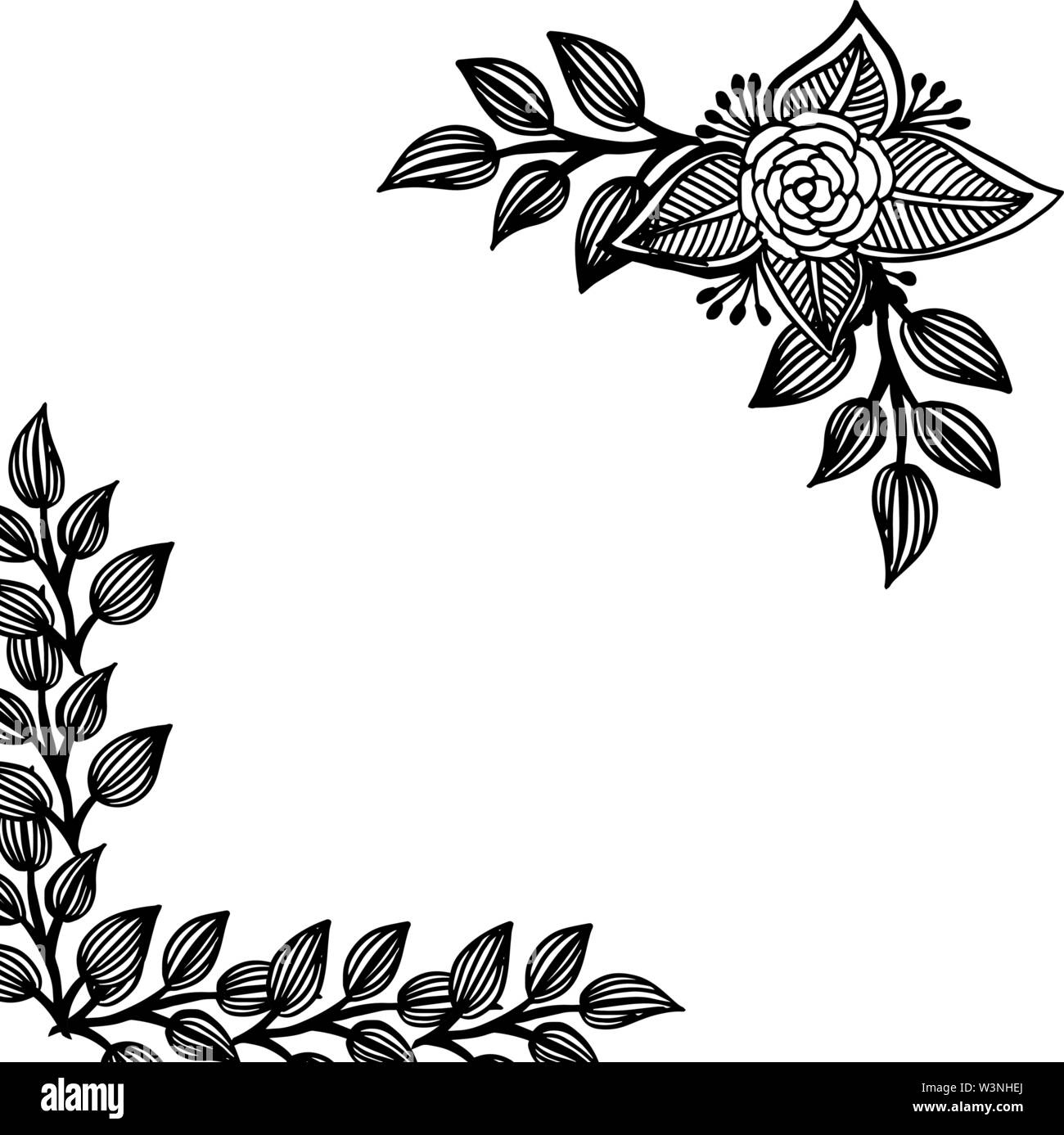 Decoration floral frame, drawing unique of flower and leaf, for various ...