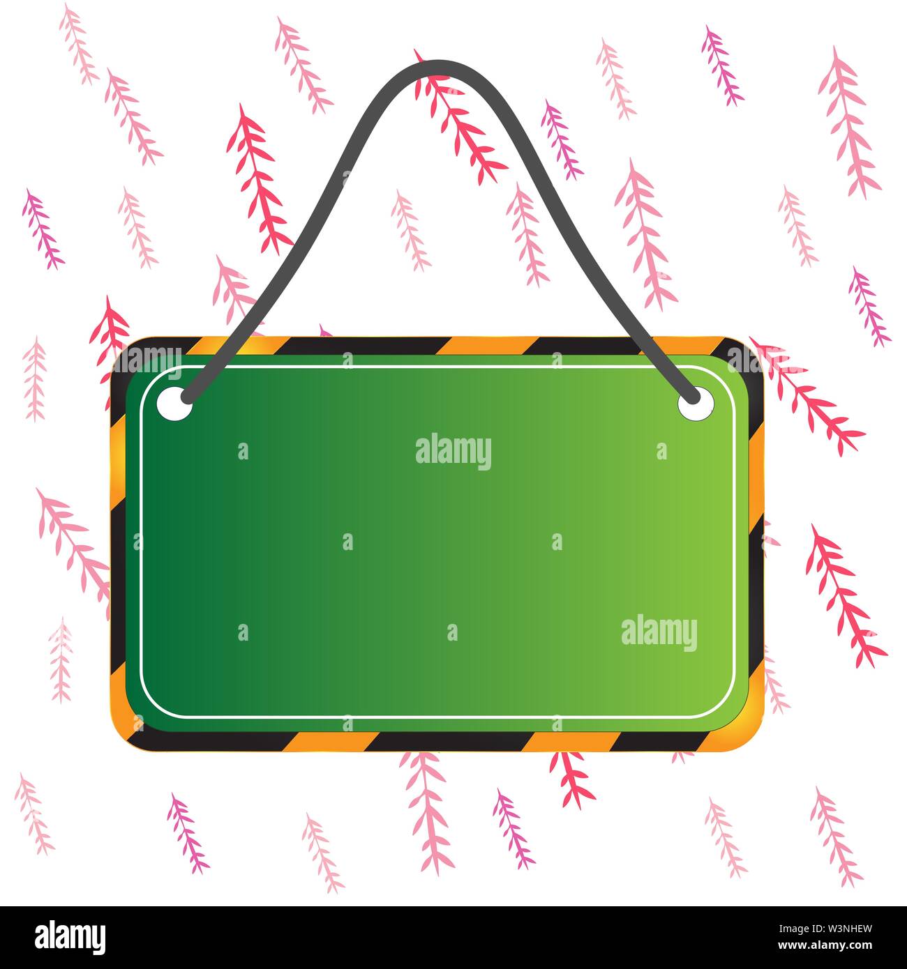 Board attached string color black yellow frame empty blank rectangle ...