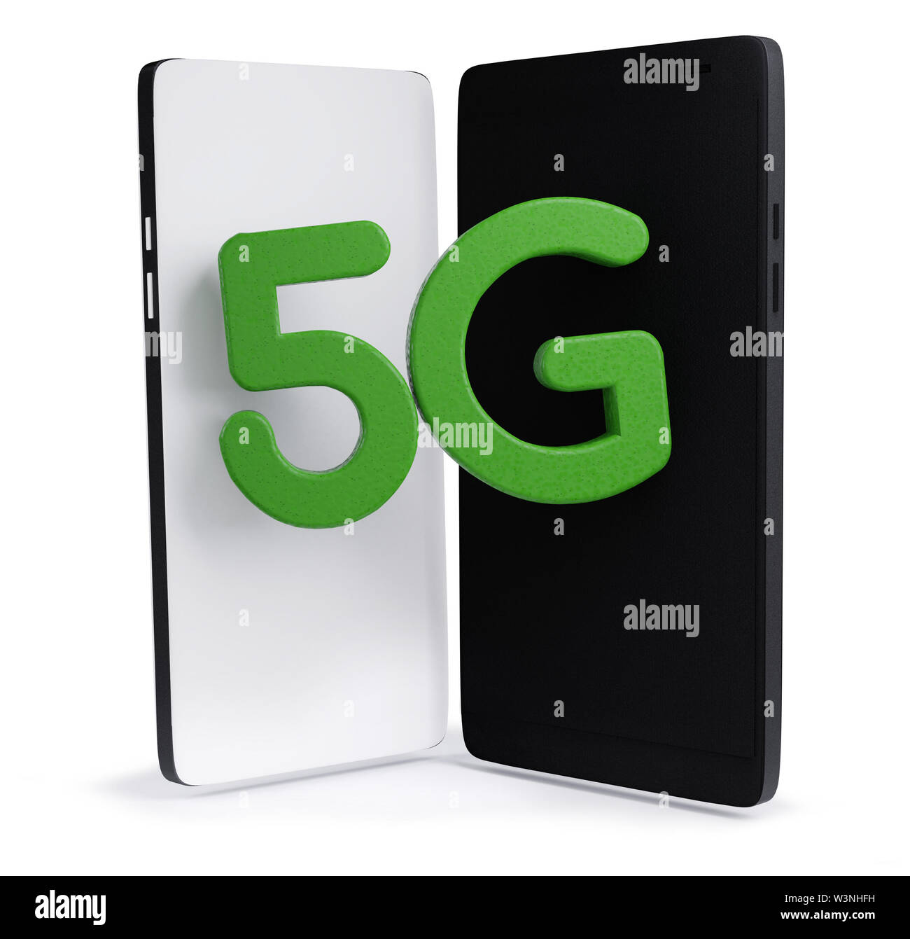 mobile phone white and black with 5G bold letters 3d-illustration Stock ...
