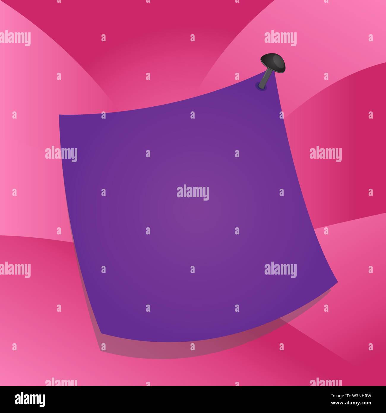 Curved reminder paper memo nailed colorful surface stuck blank pin ...