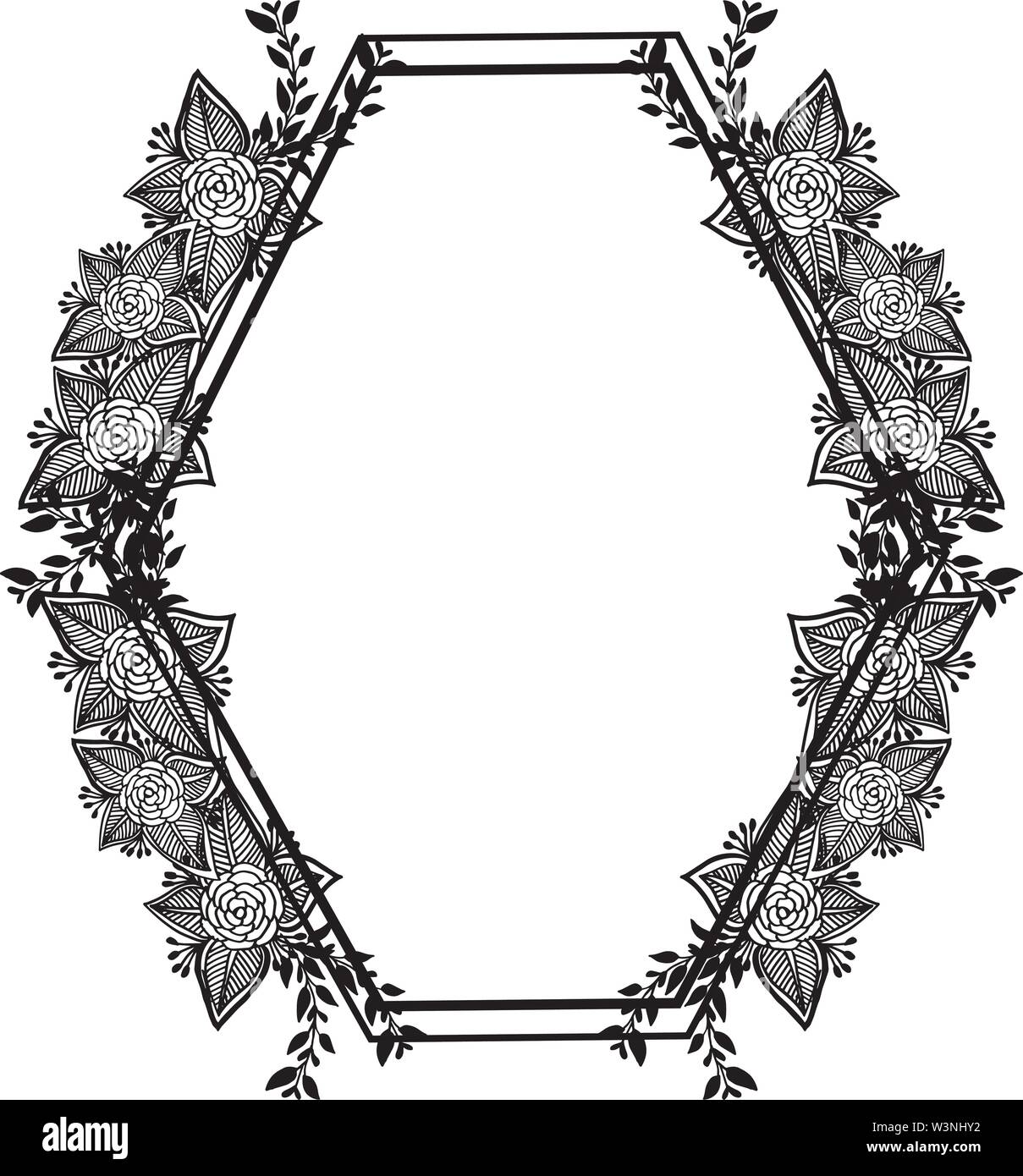Floral design elements set, with cute frame, for birthday invitation ...