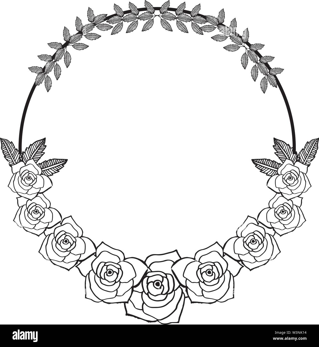 Elegant frame, drawing cute flower and leaf, template of greeting cards ...