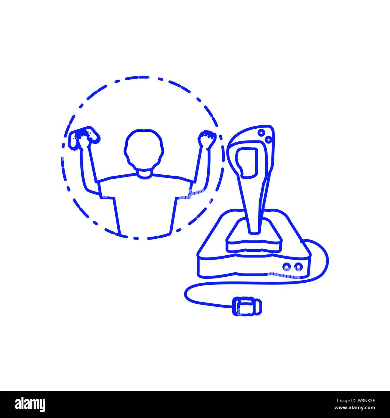 young boy using video game joystick control vector illustration design ...