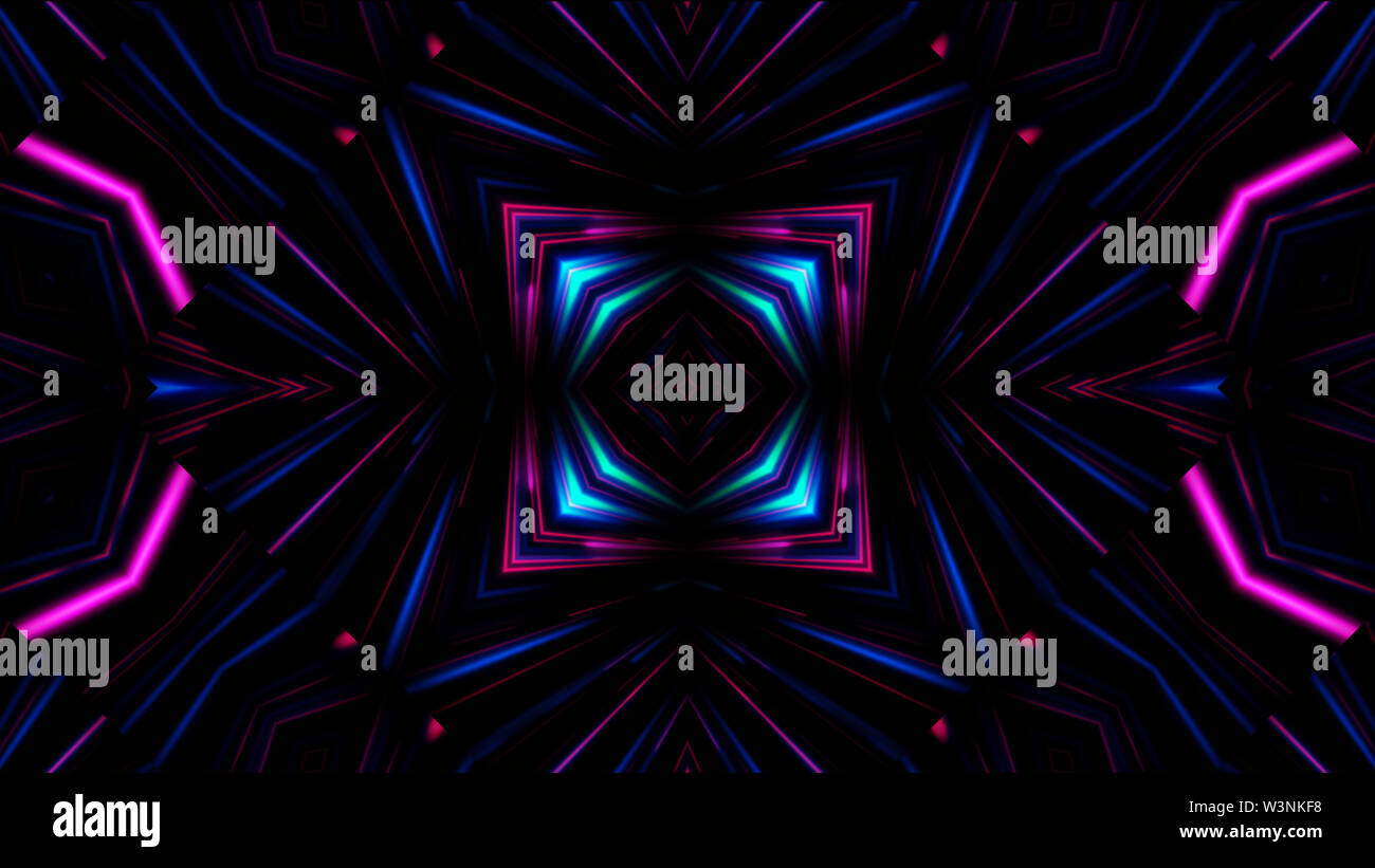 Disco Abstract Colorful Waves shining neon on Black Background with ...